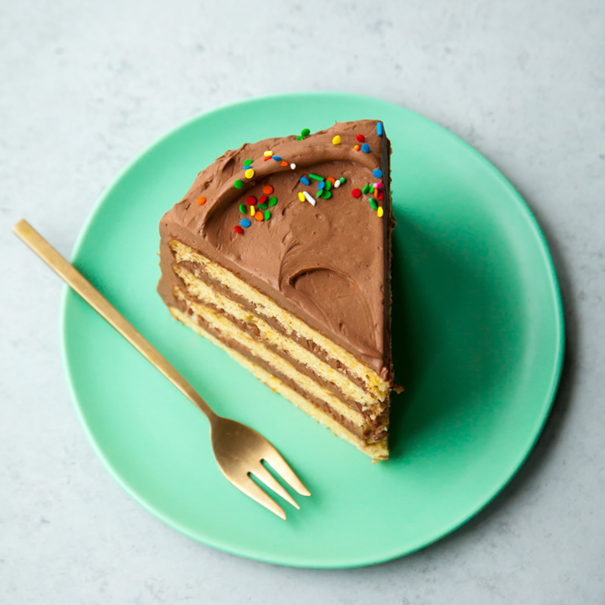 Yellow Cake with Fudge Frosting - Style Sweet