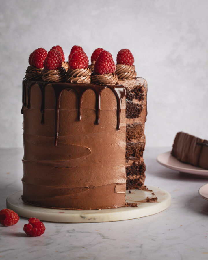 Brownie Nutella Cake with Raspberries - Style Sweet
