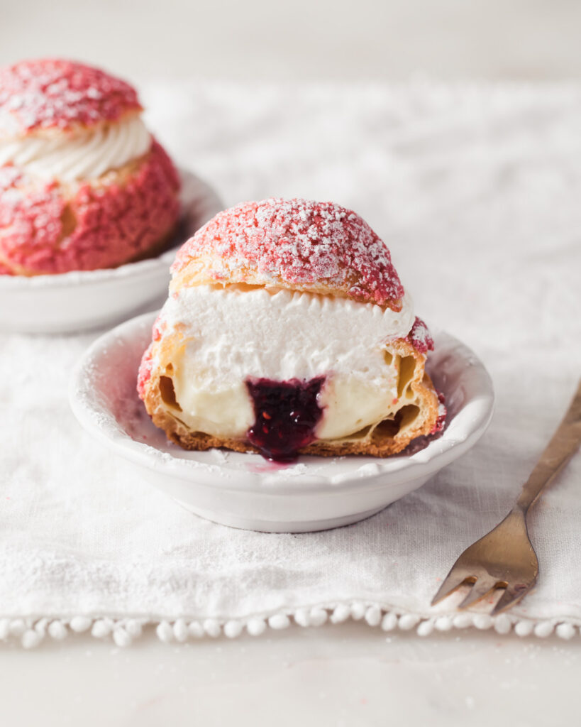 Raspberry Rose Choux Cream Puffs - Style Sweet