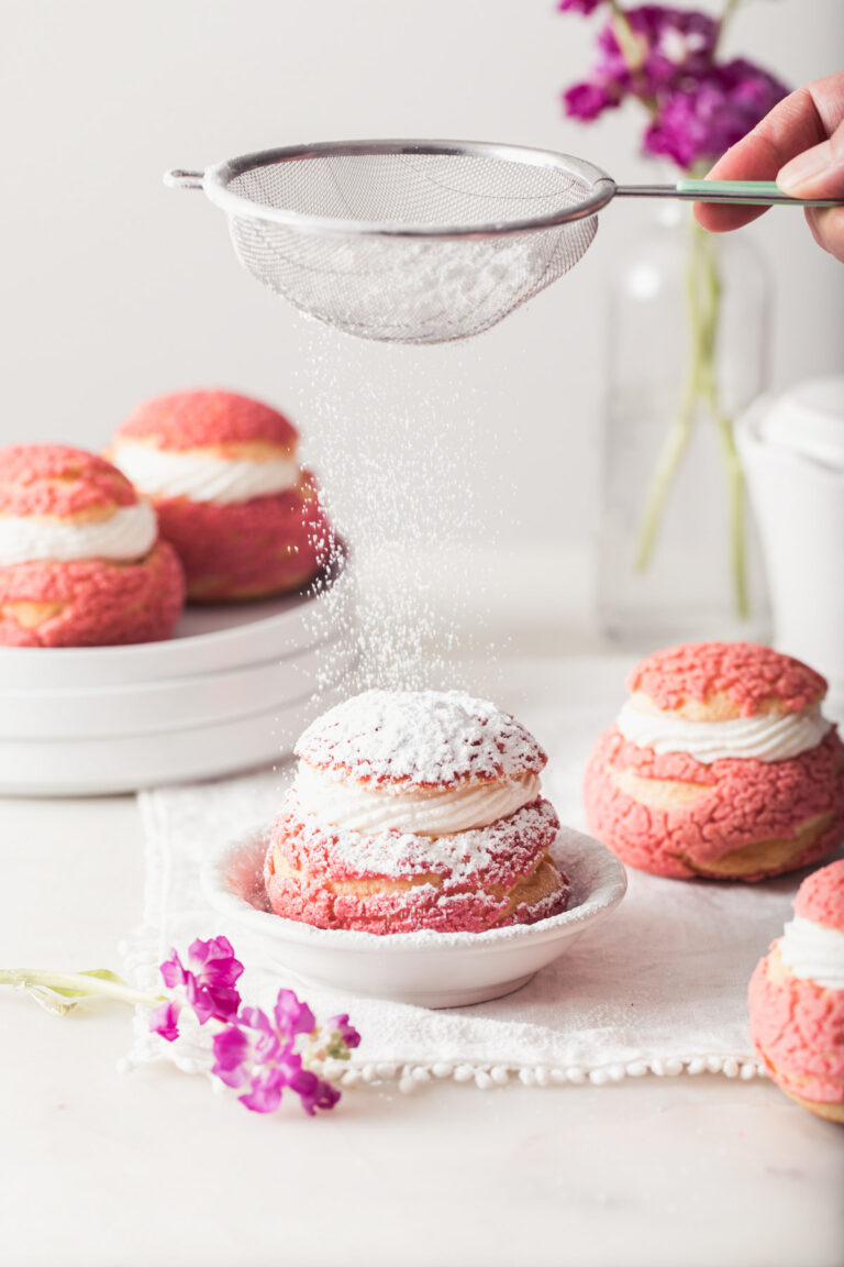 Raspberry Rose Choux Cream Puffs - Style Sweet